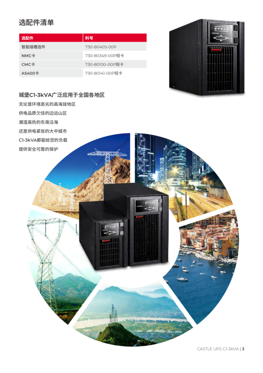 山特在线式UPS 城堡系列塔式 C1-3K